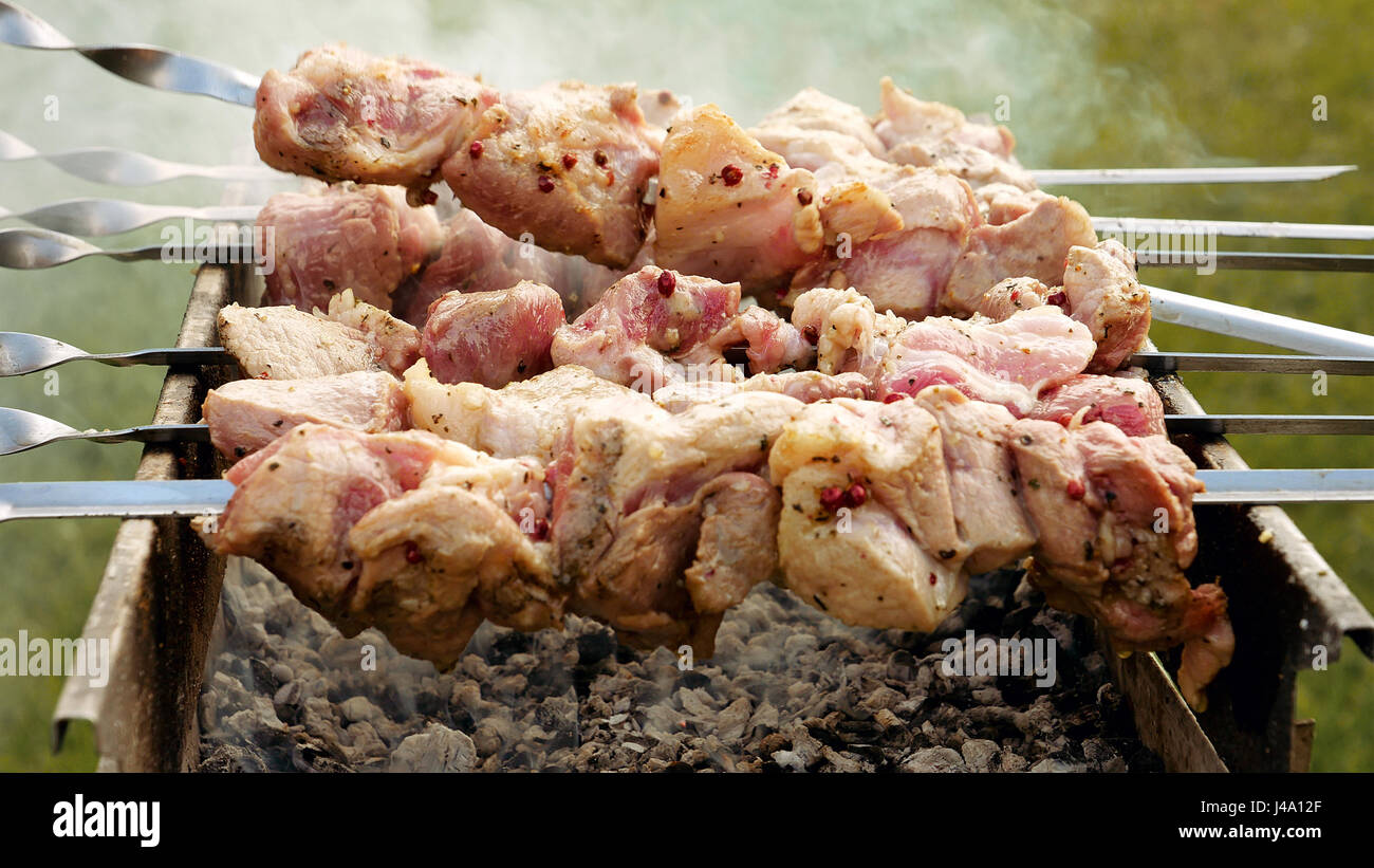 Barbecue meat cooking on the grill Stock Photo - Alamy