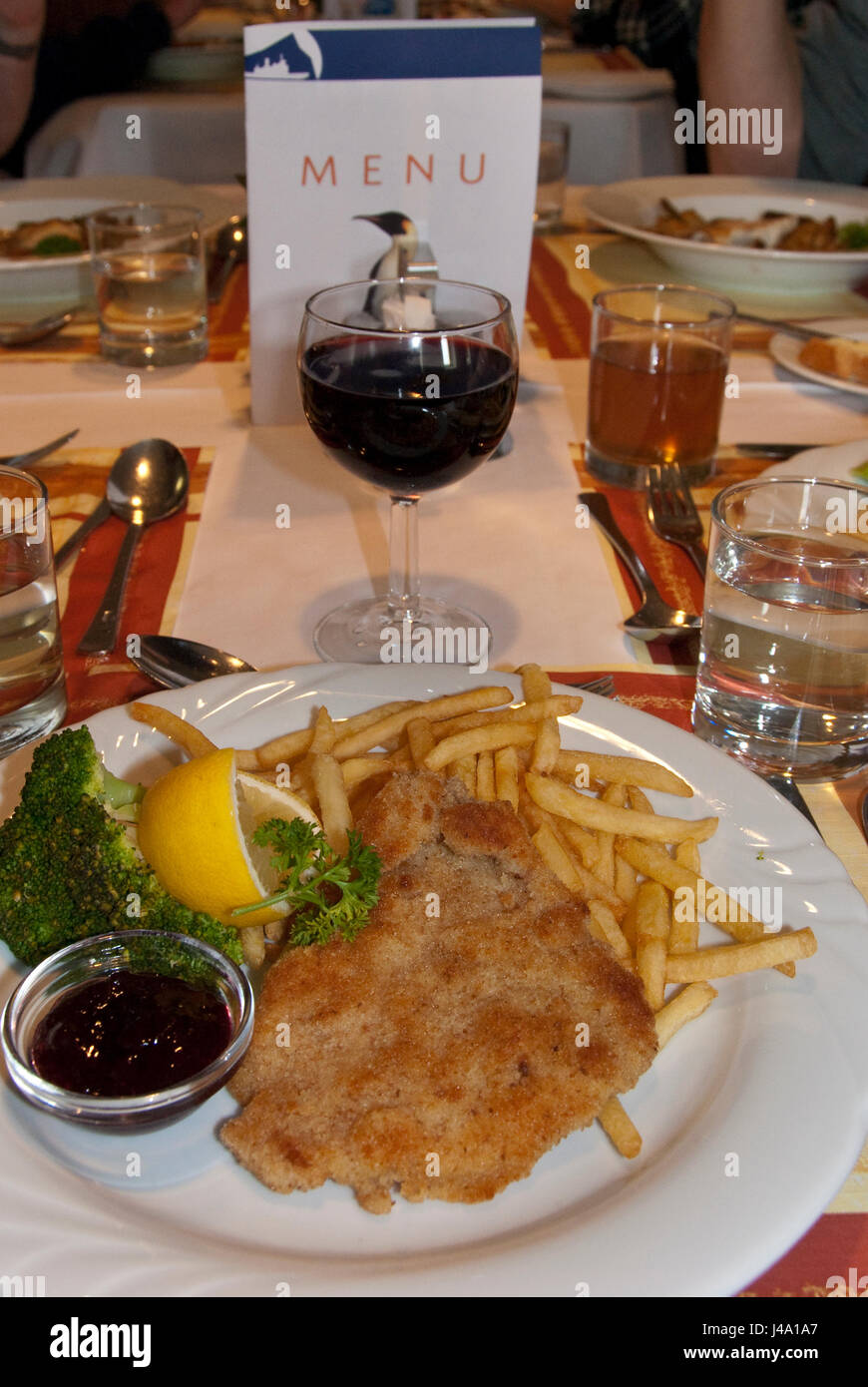 Wiener schnitzel lunch, Kapitan Khlebnikov, Ross Sea, Antarctica Stock ...