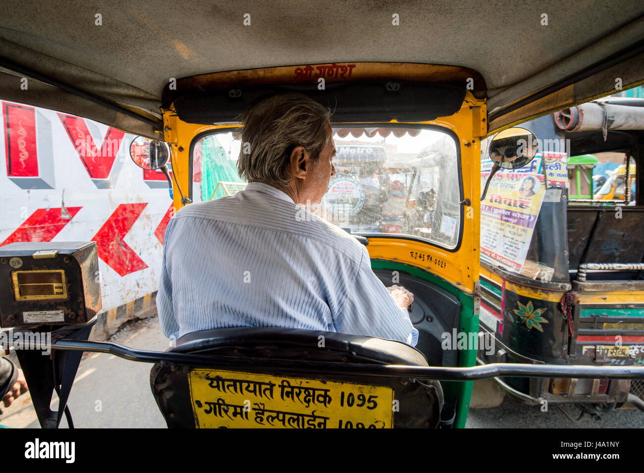 Man riding in rickshaw in Jaipur, India Stock Photo - Alamy