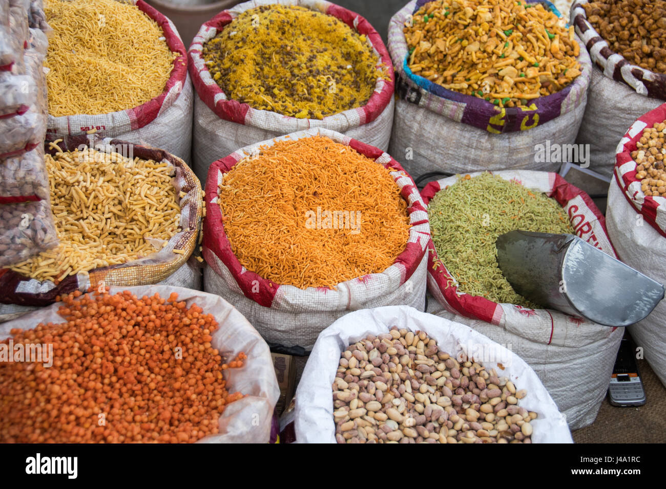 Various grains being sold at an open market in Jaipur, India Stock ...