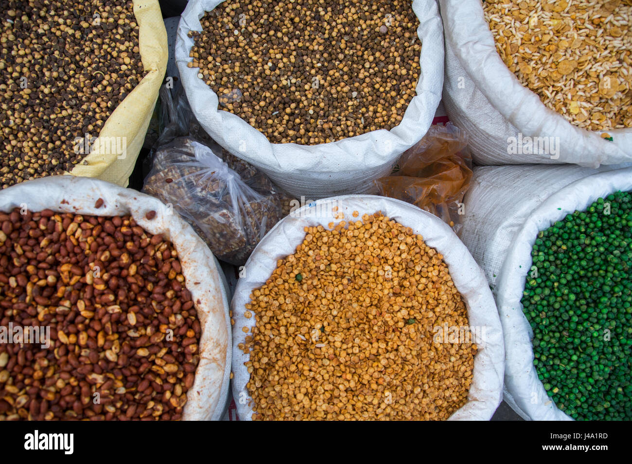 Various grains being sold at an open market in Jaipur, India Stock ...