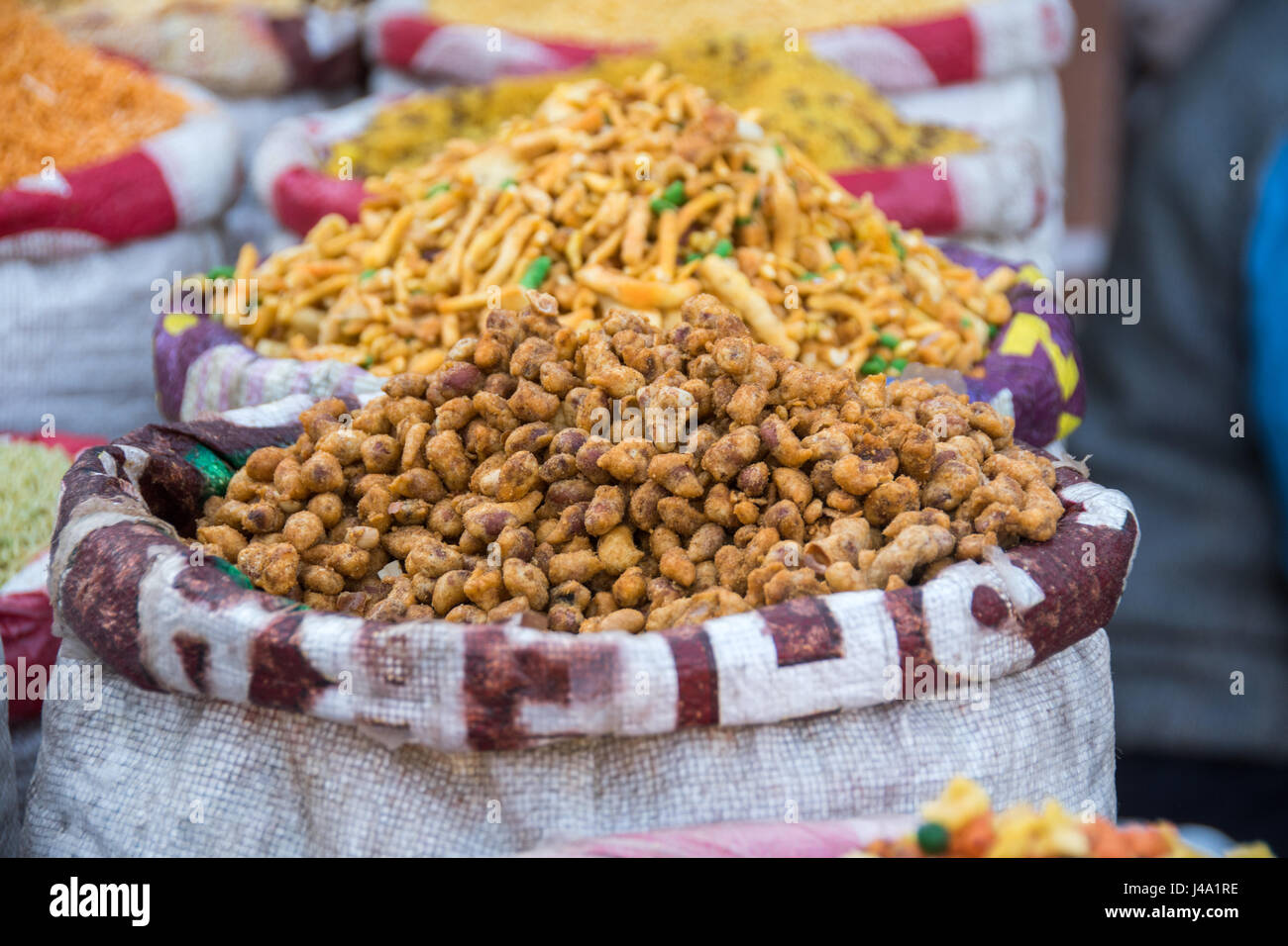 Various grains being sold at an open market in Jaipur, India Stock ...