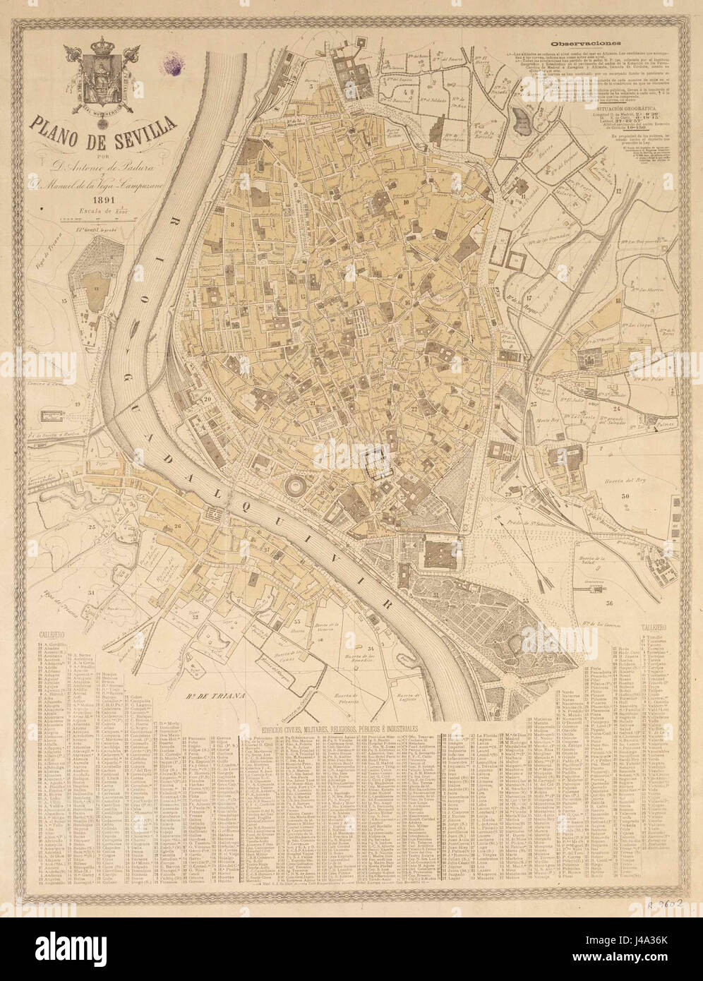 Plano de Sevilla 1891 Stock Photo - Alamy
