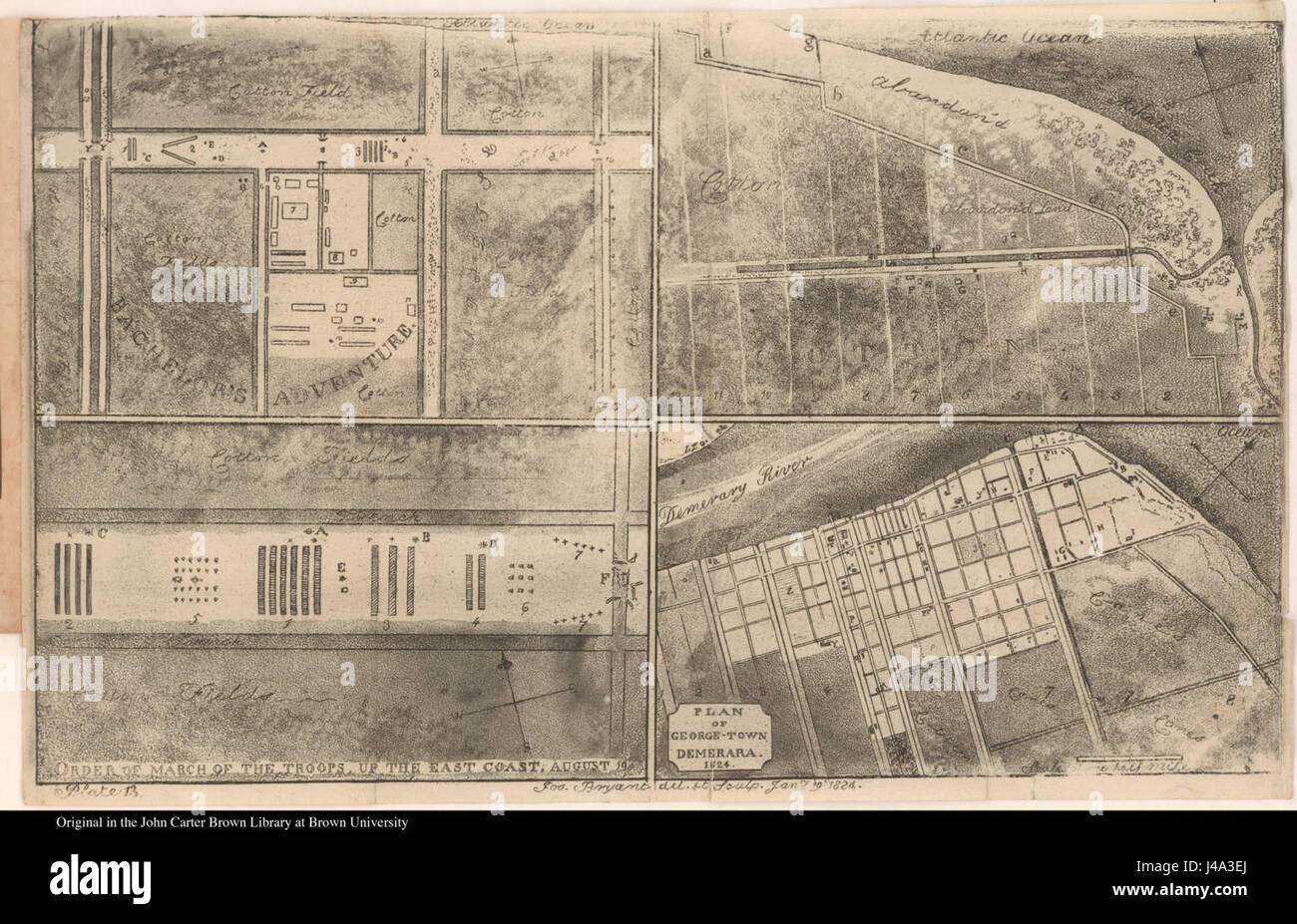A map detailing the layout and features of Demerara, including river ...