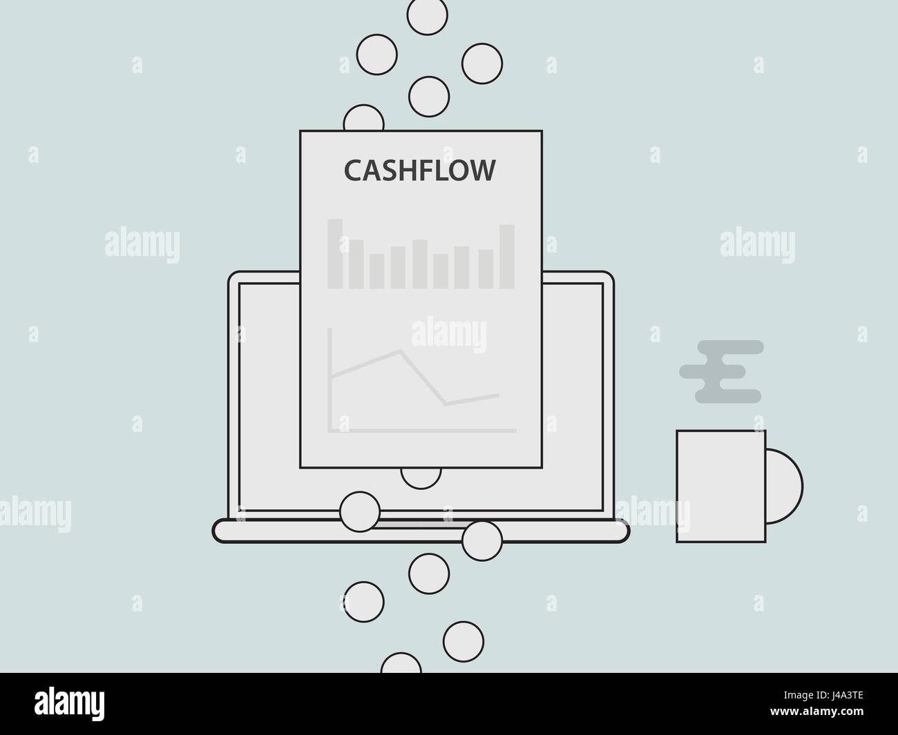 Coffee documents laptop on Stock Vector Images - Alamy