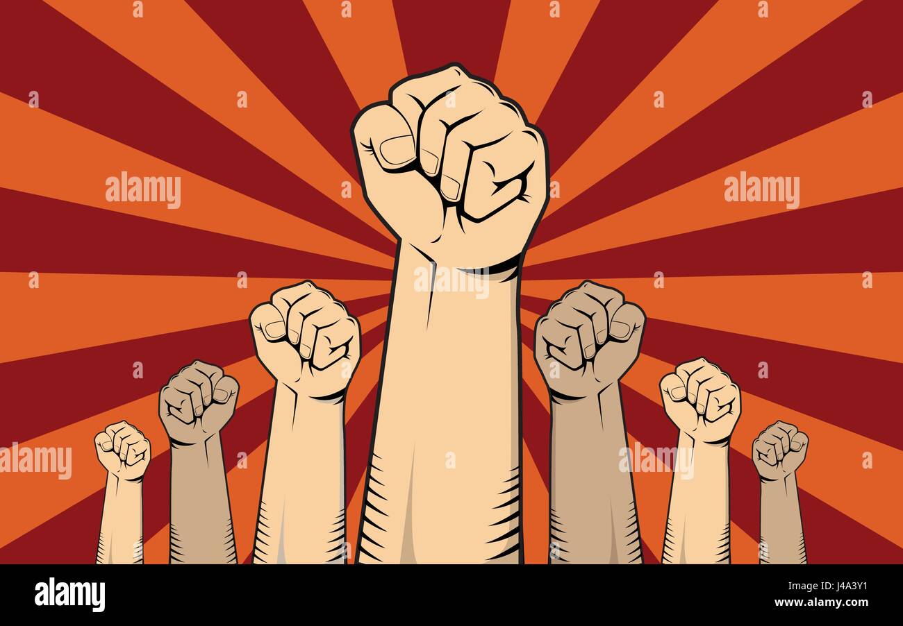 protest concept illustration with a lot of hand showing protest Stock ...
