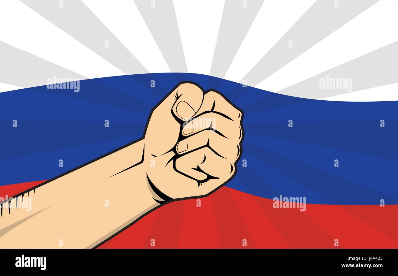russia protest fight against a government illustration with flag as ...