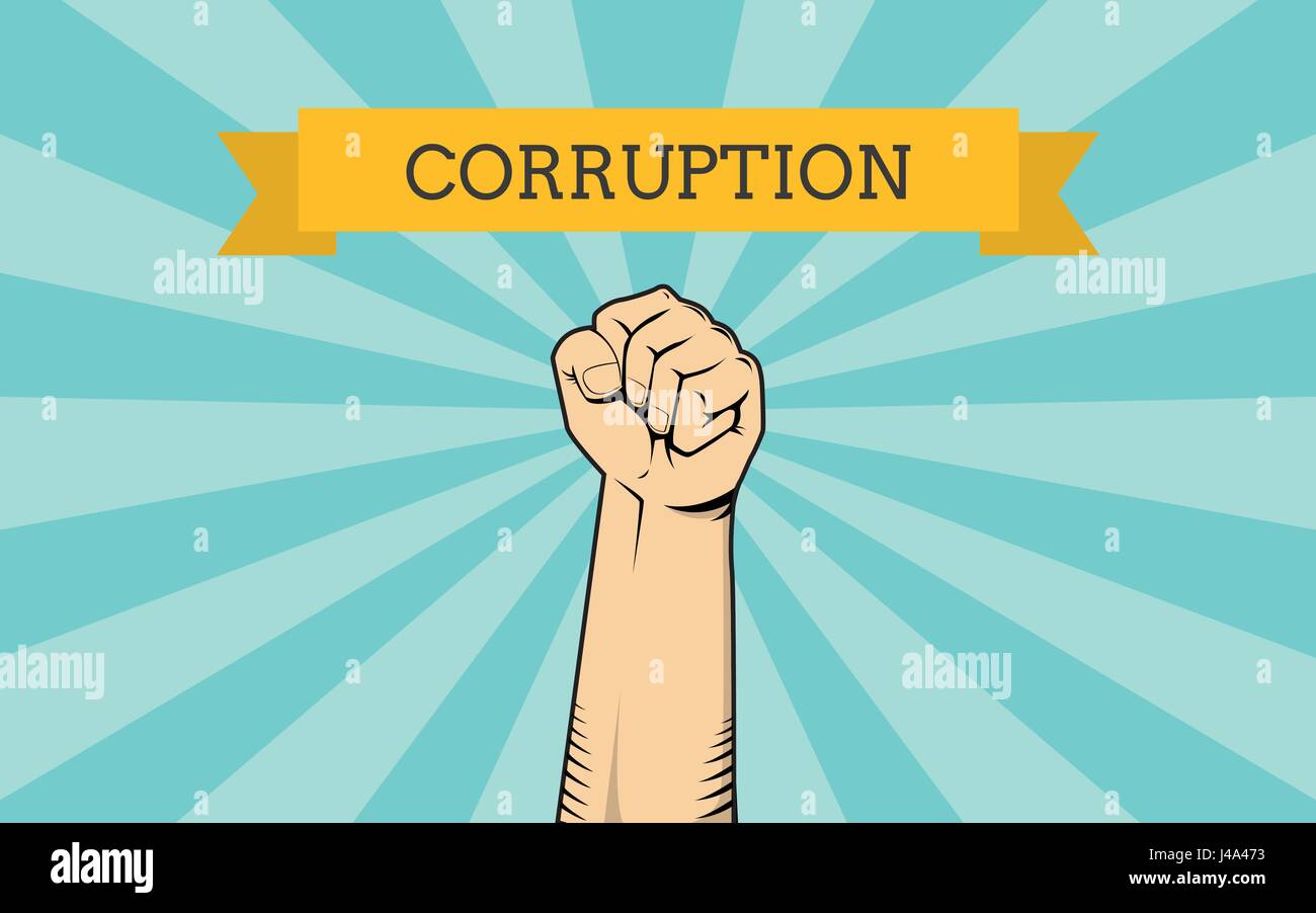 fight for corruption illustration with single hand show fighting ...