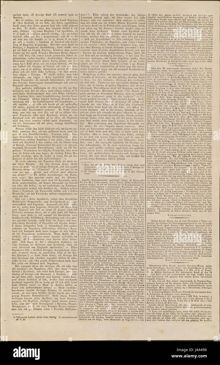 An issue of the Swedish newspaper 'Post och Inrikes Tidningar' dated ...