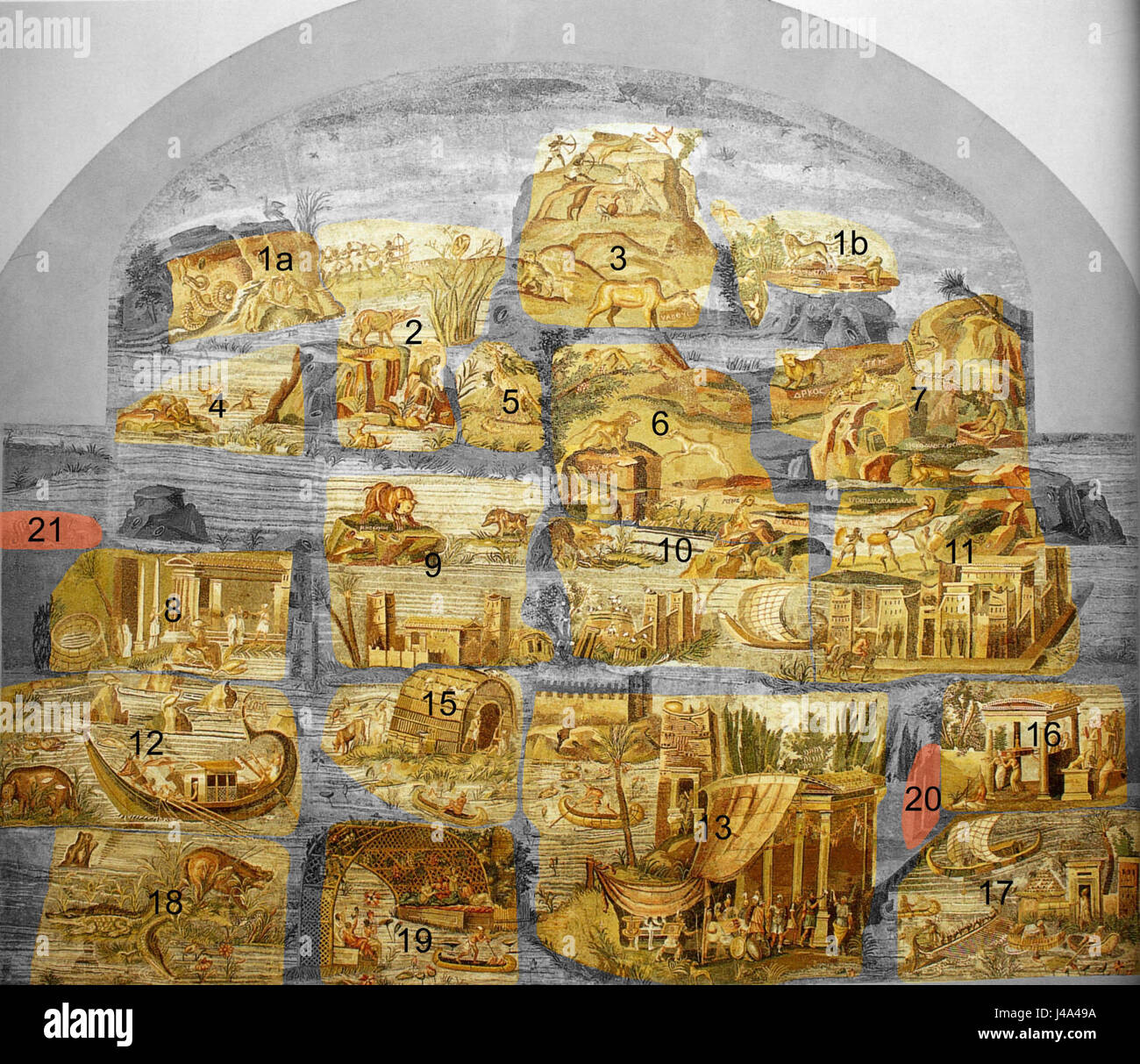 Praeneste Nile Mosaic Section Map Stock Photo - Alamy