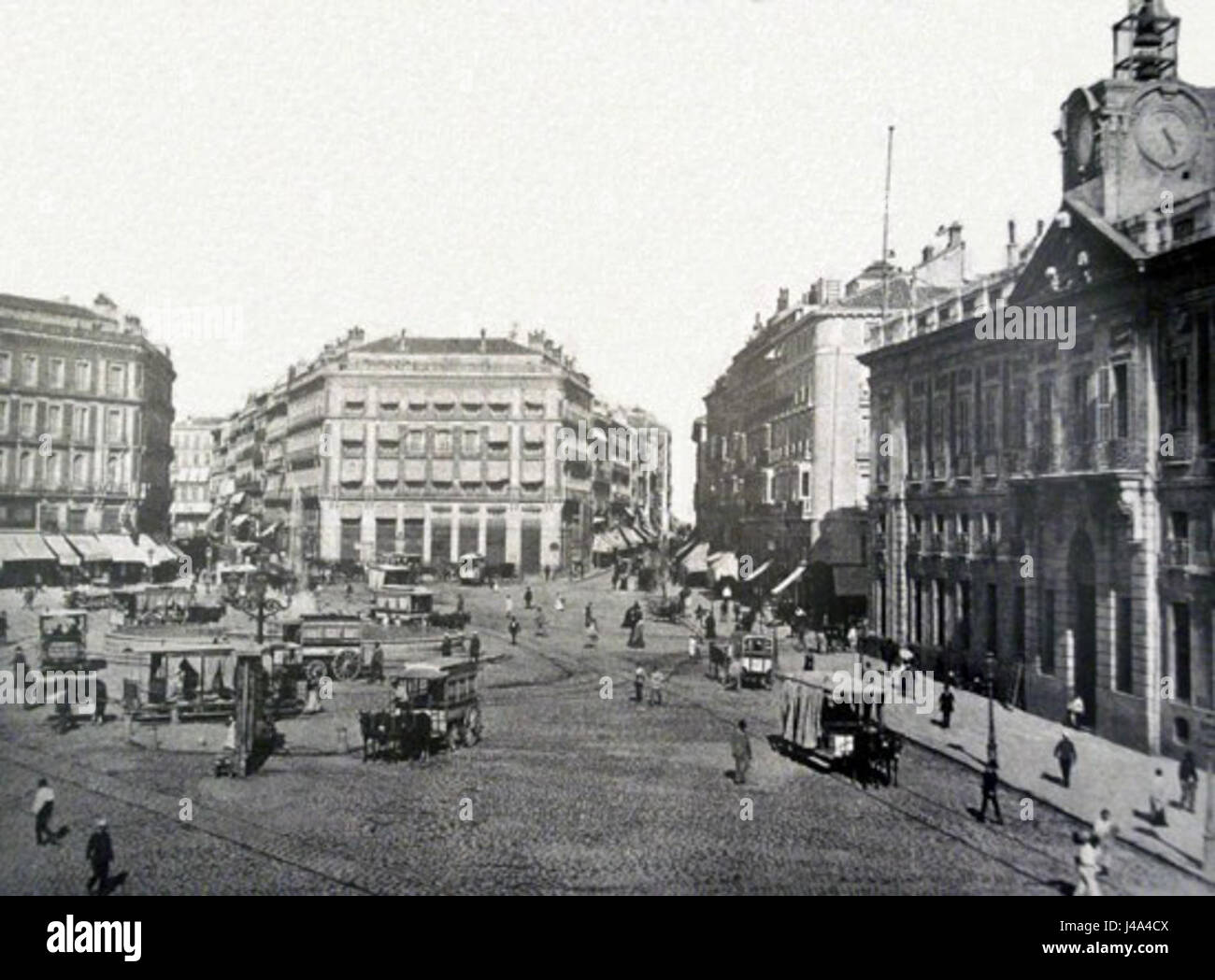 The Puerta del Sol in Madrid, as it appeared in 1860, captures a ...