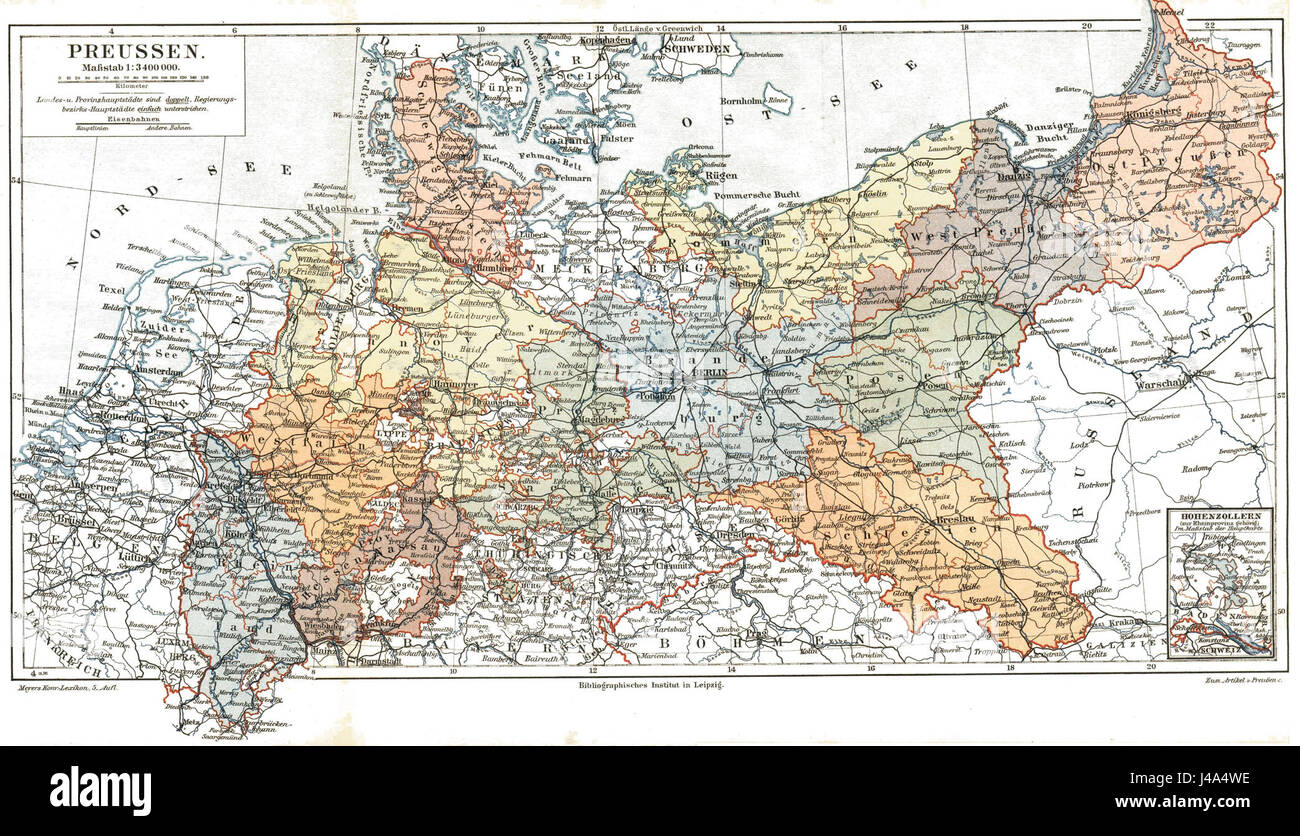This political map of Prussia, created before 1905, shows the ...