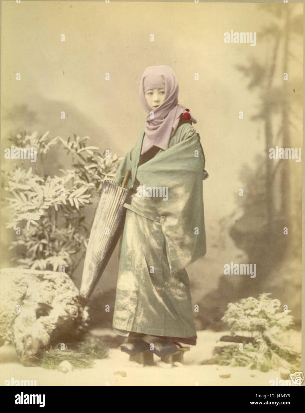 Raimund von Stillfried's 1885 photograph 'Geisha in Winter Costume ...