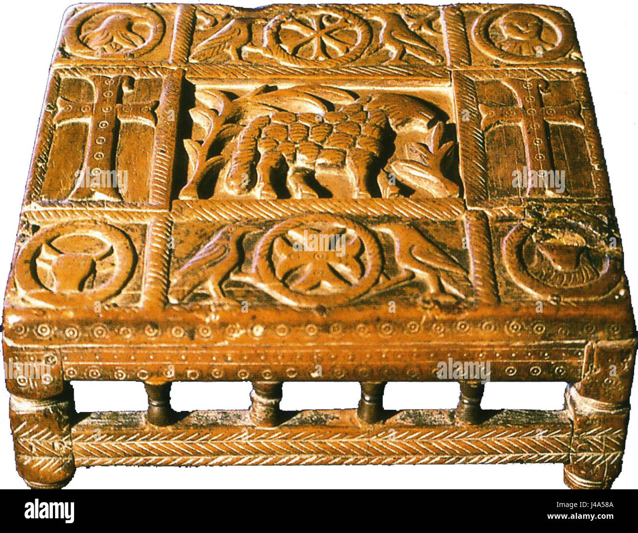 A 12th-century wooden lectern known as the Pupitre de Sainte Radegonde ...