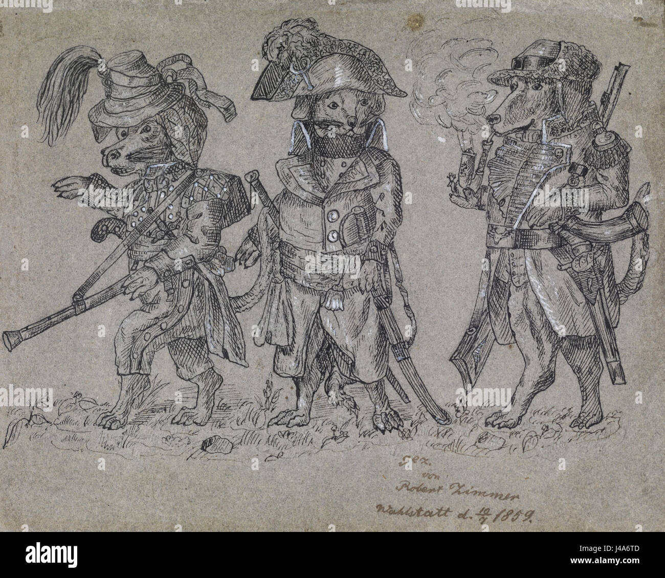 A depiction of Robert Zimmer's 1859 painting of dogs. This work ...