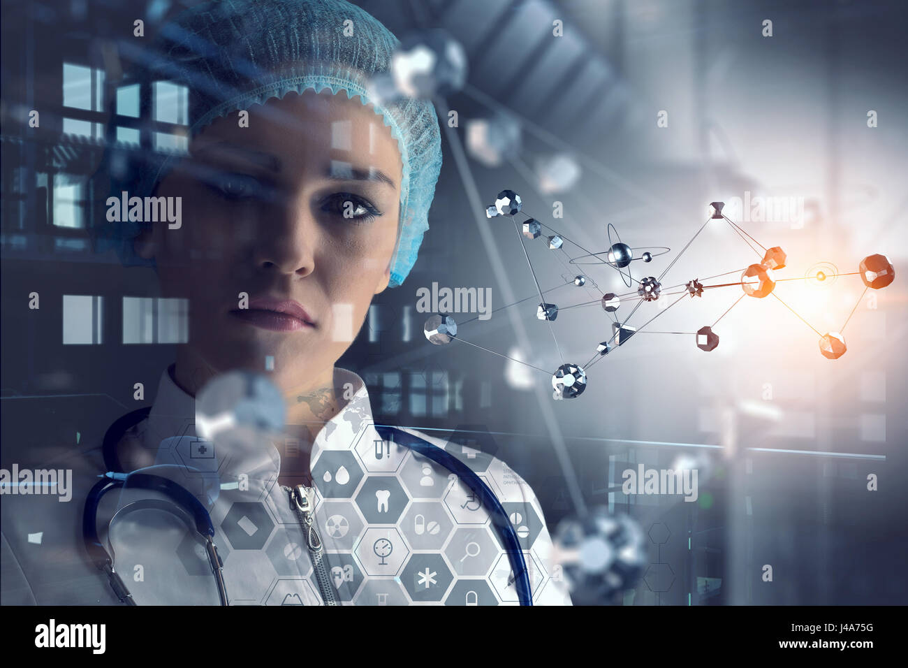 Wireless interaction and connection . Mixed media Stock Photo - Alamy