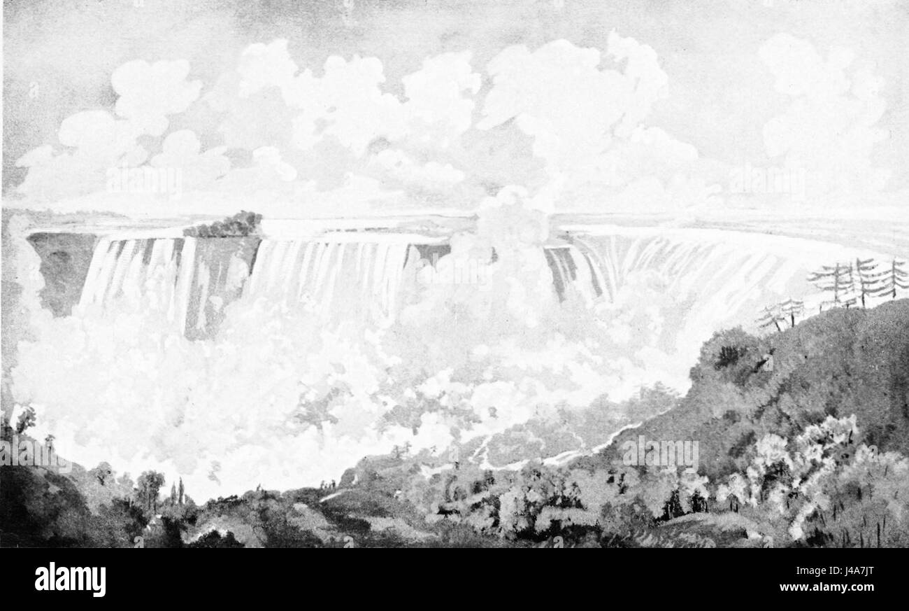 A depiction of the Cataract of Niagara and its surrounding landscape ...