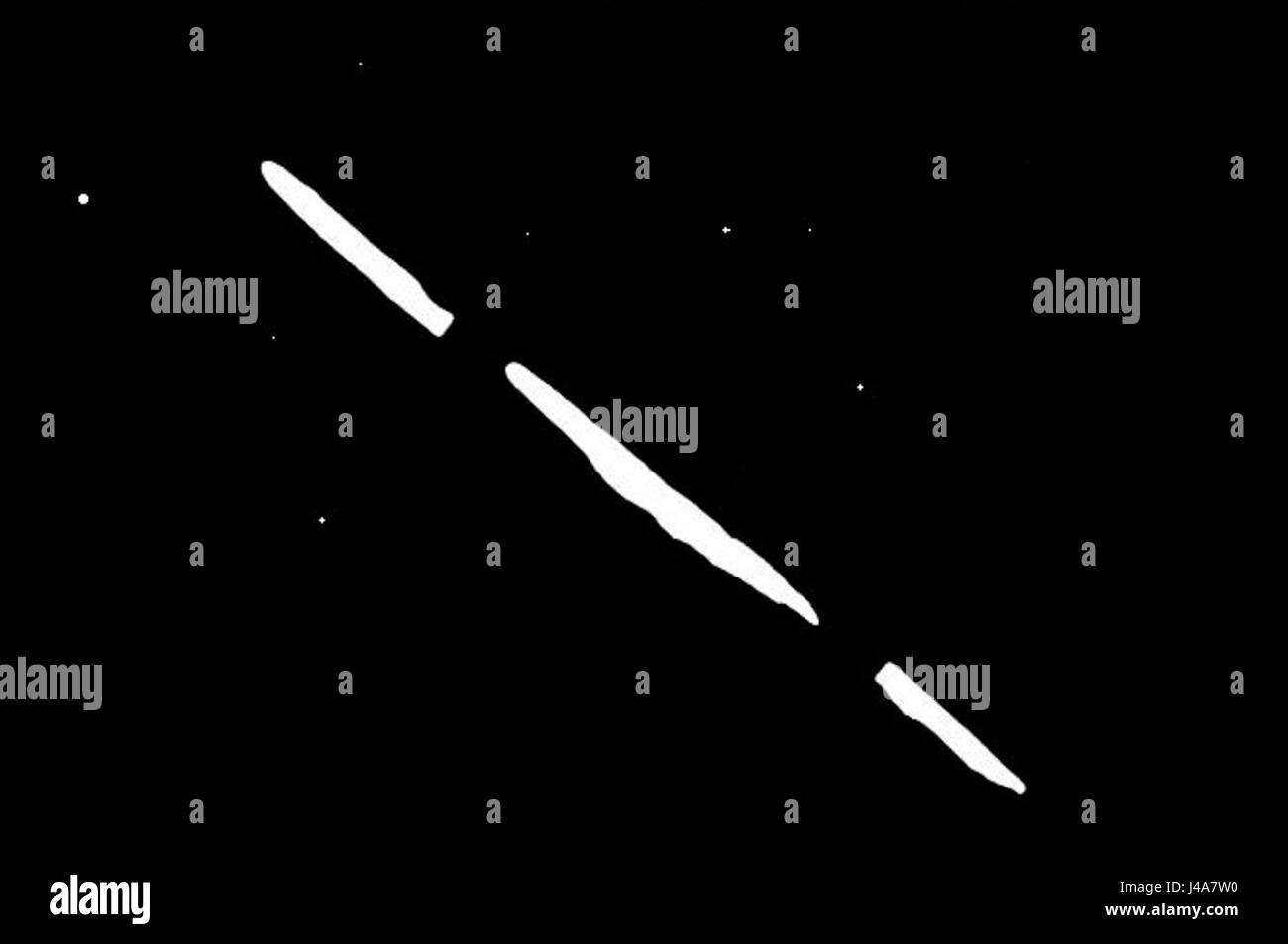 This image shows the broken streak of a Perseid meteor in the ...