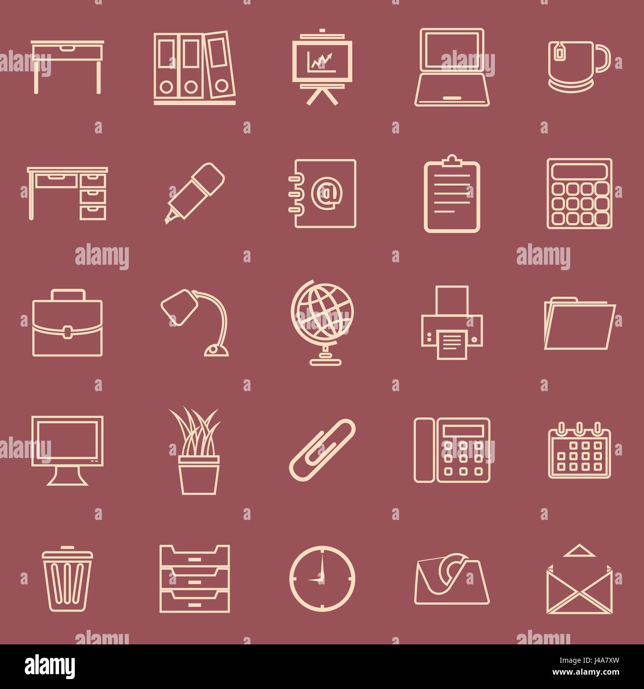 Workspace line color icons on red background, stock vector Stock Vector ...