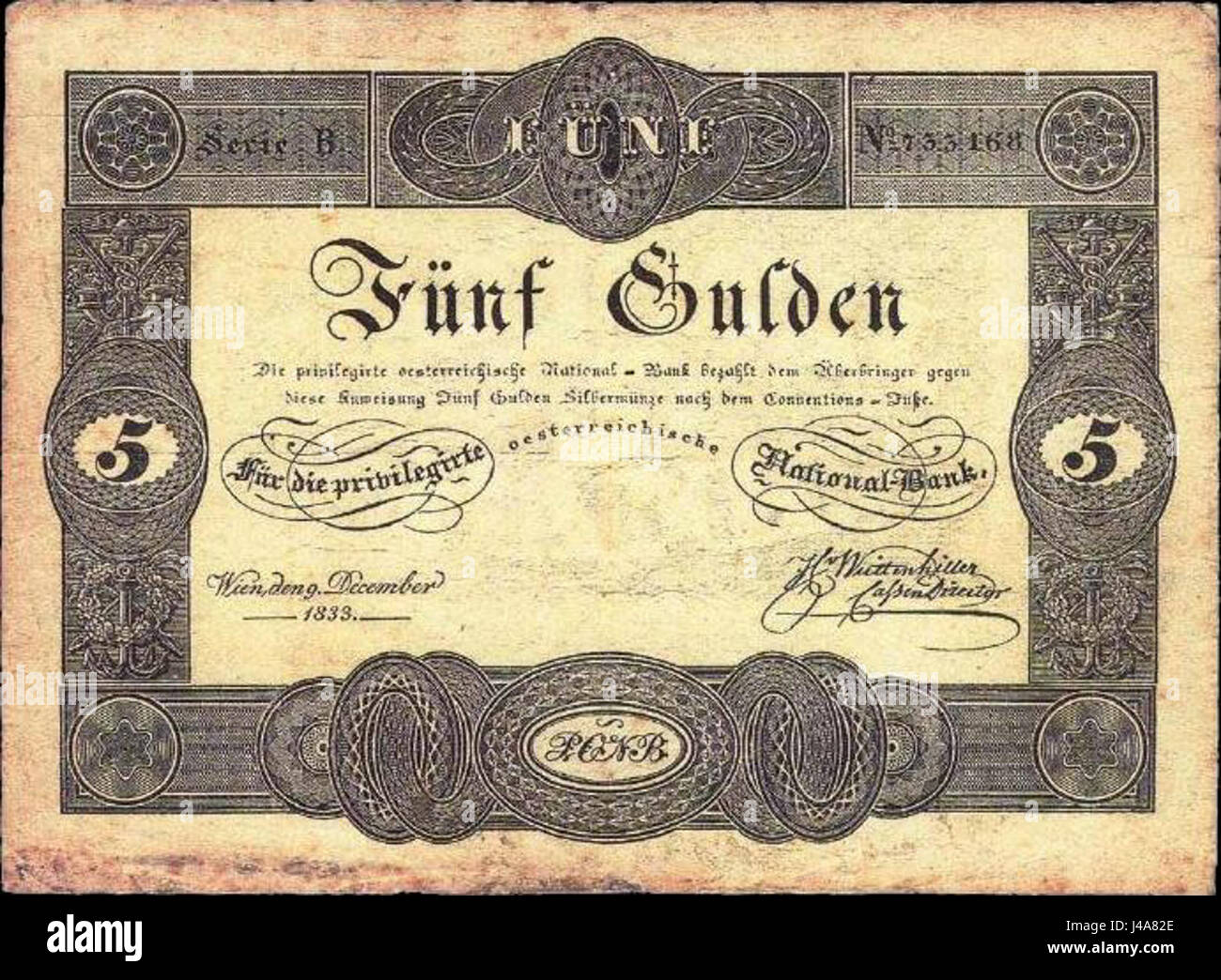 PONB 5 Gulden 1833 obverse Stock Photo - Alamy