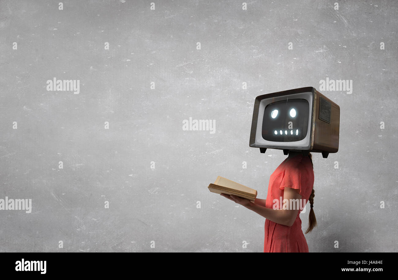 Problem of television addiction. Mixed media Stock Photo - Alamy