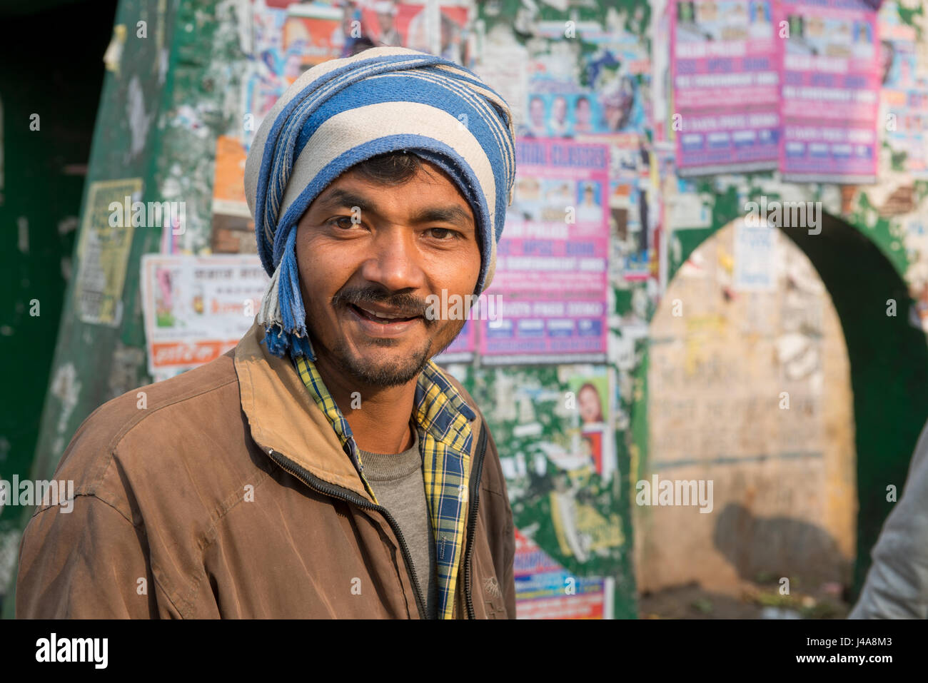 Local man smiles for a photograph in downtown New Delhi, India Stock ...