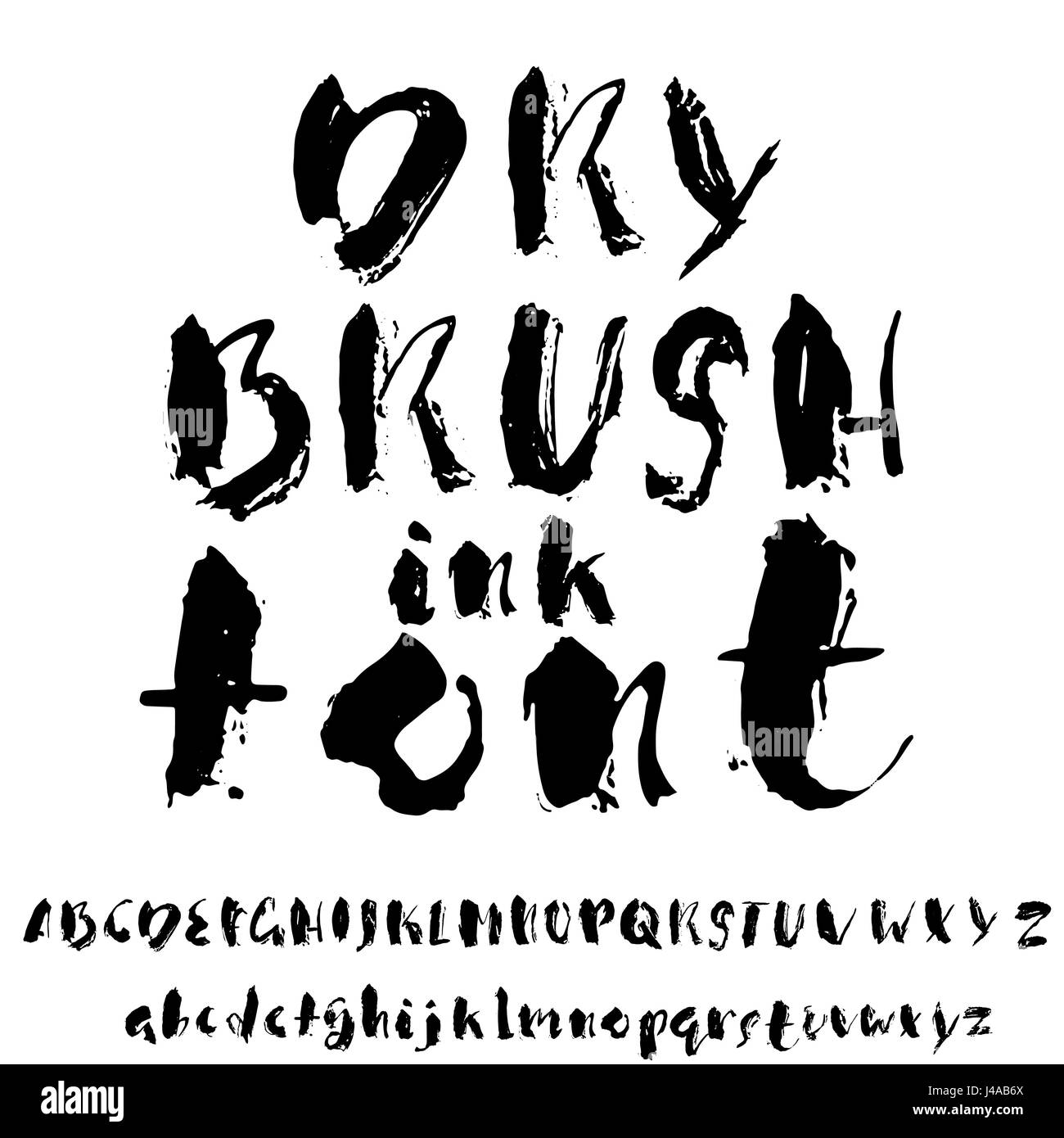 Hand drawn dry brush font. Modern brush lettering. Grunge style ...