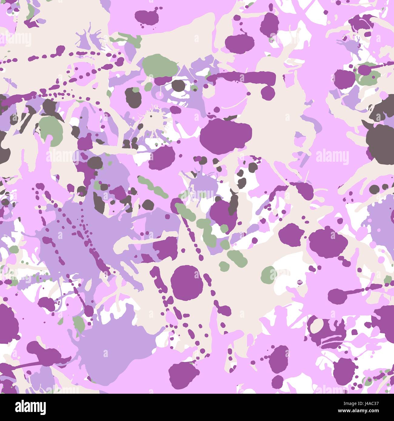 Lilac beige green artistic ink paint splashes seamless pattern vector ...