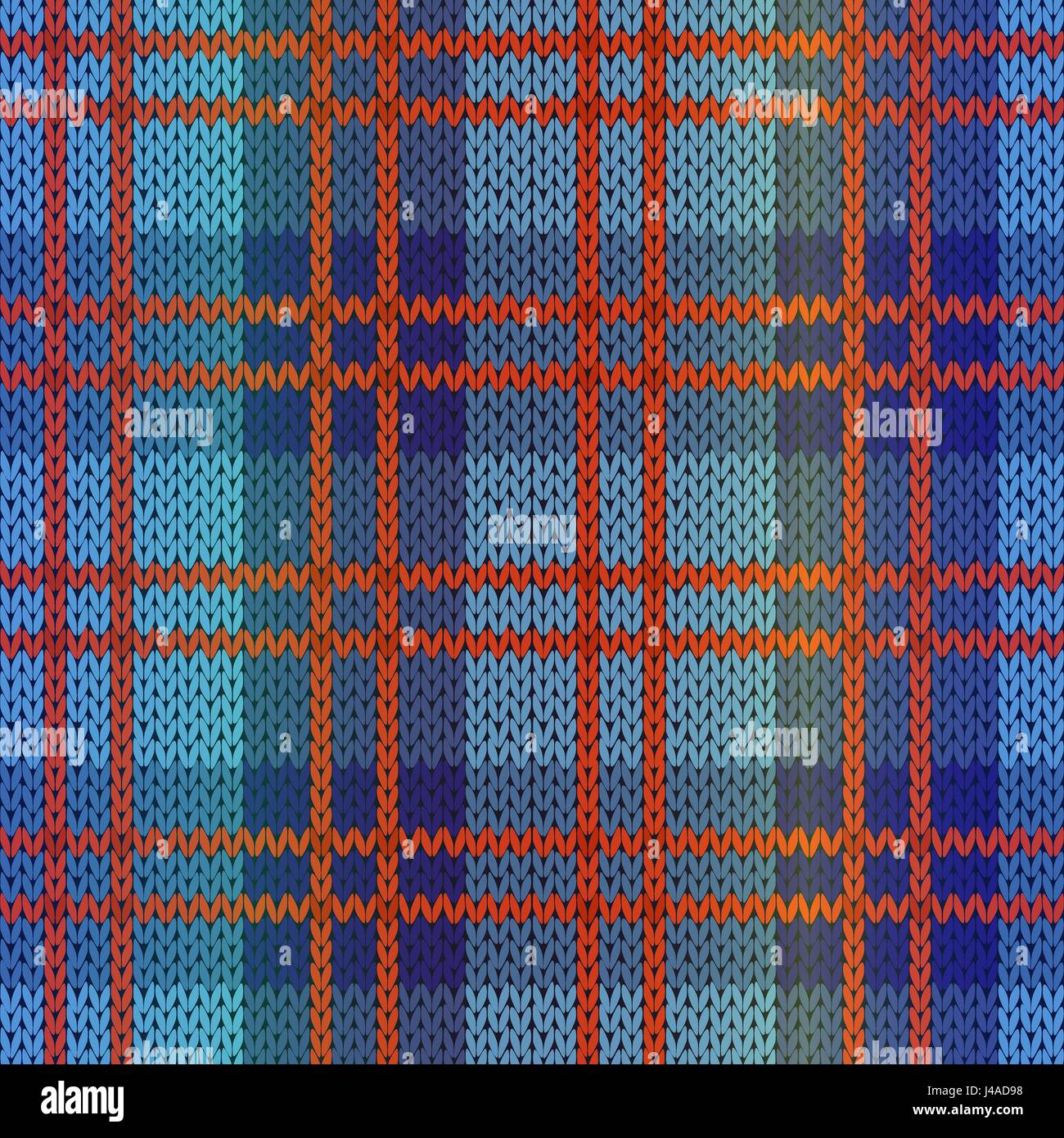 Seamless knitting vector pattern as a fabric texture in blue and red ...