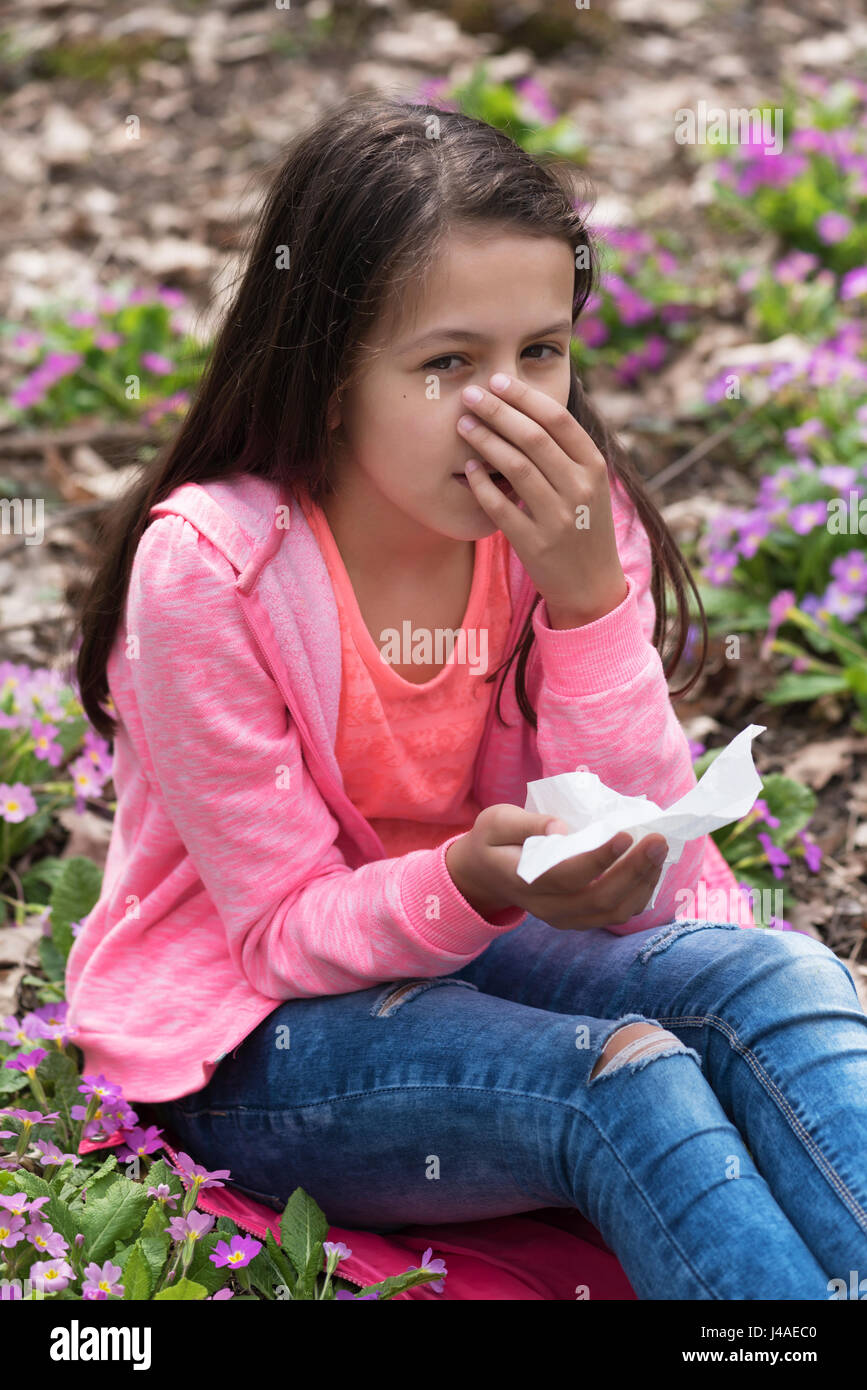 Girl has hay fever symptoms Stock Photo - Alamy