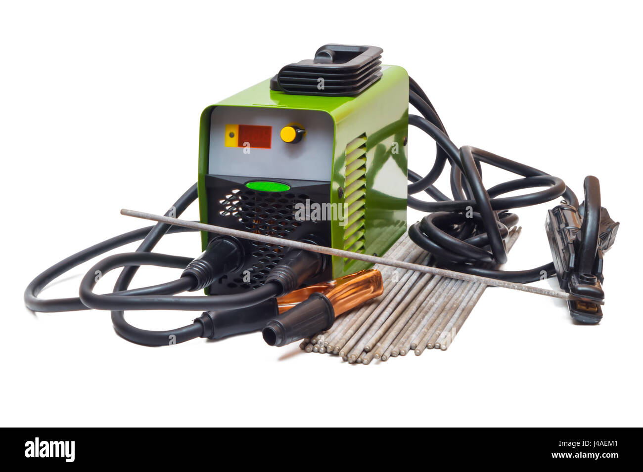 Welding machine and electrodes on a white background Stock Photo - Alamy