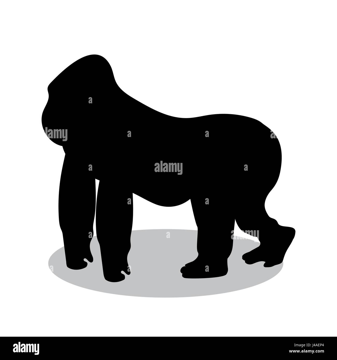 Gorilla monkey primate black silhouette animal Stock Vector Image & Art ...