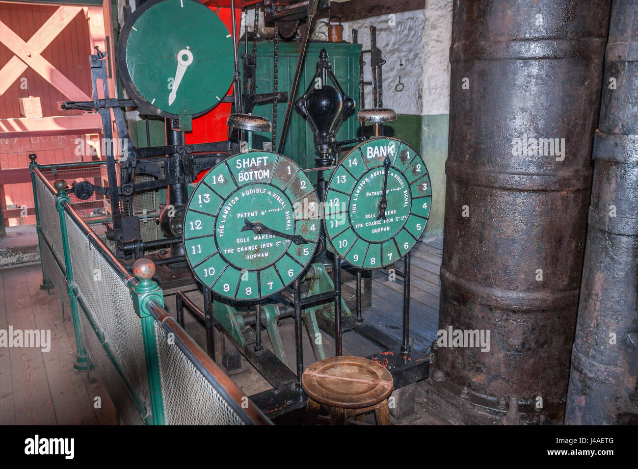 The mechanism used to lift the miners cage up and down into the mine at ...