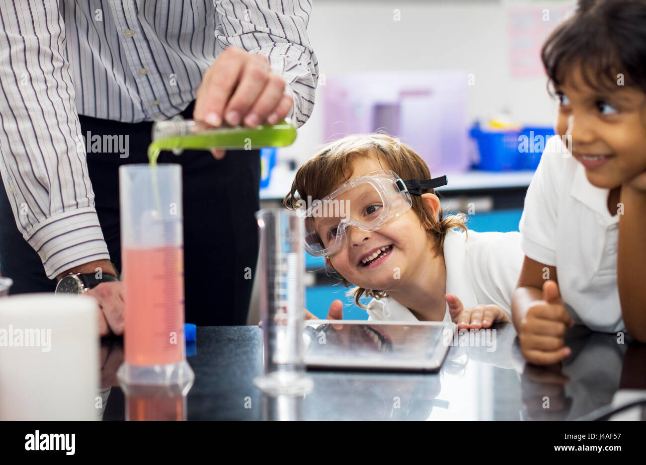 Kindergarten Students Learning in Science Experiment Laboratory Class ...
