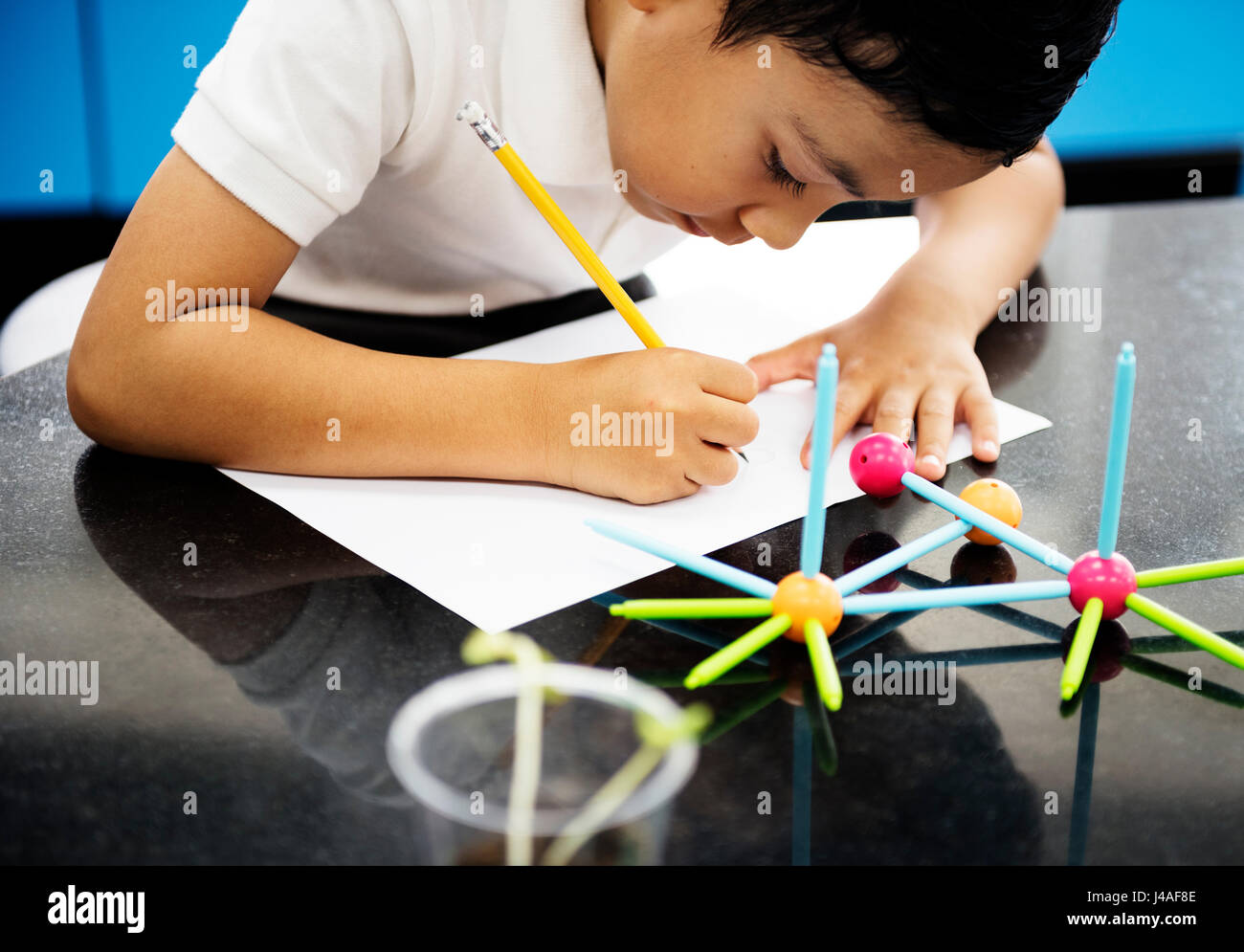 Kindergarten student learning structures from toys Stock Photo - Alamy