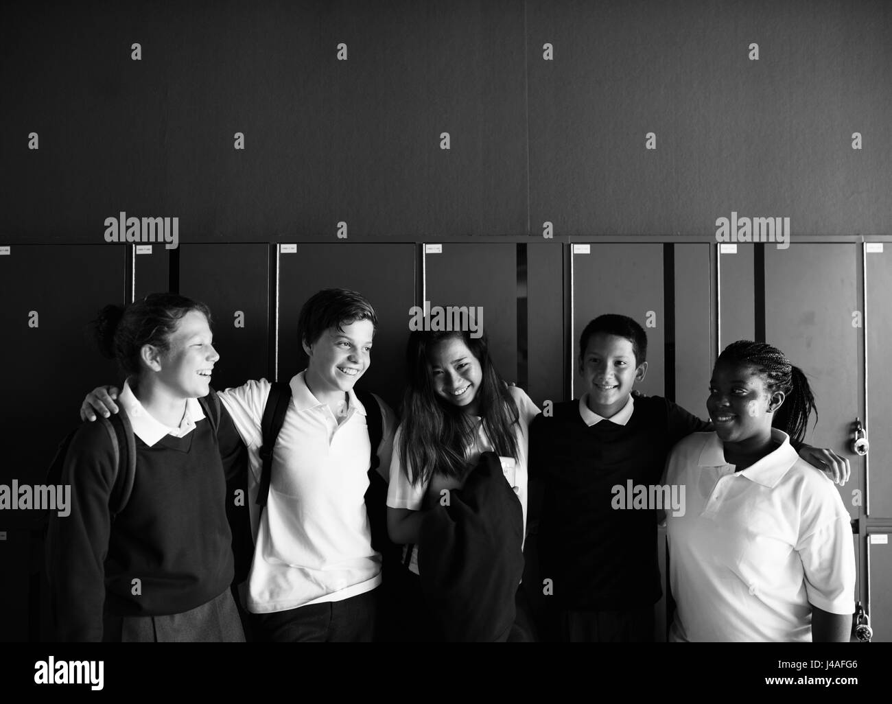 Group of students friends together smiling happiness Stock Photo - Alamy