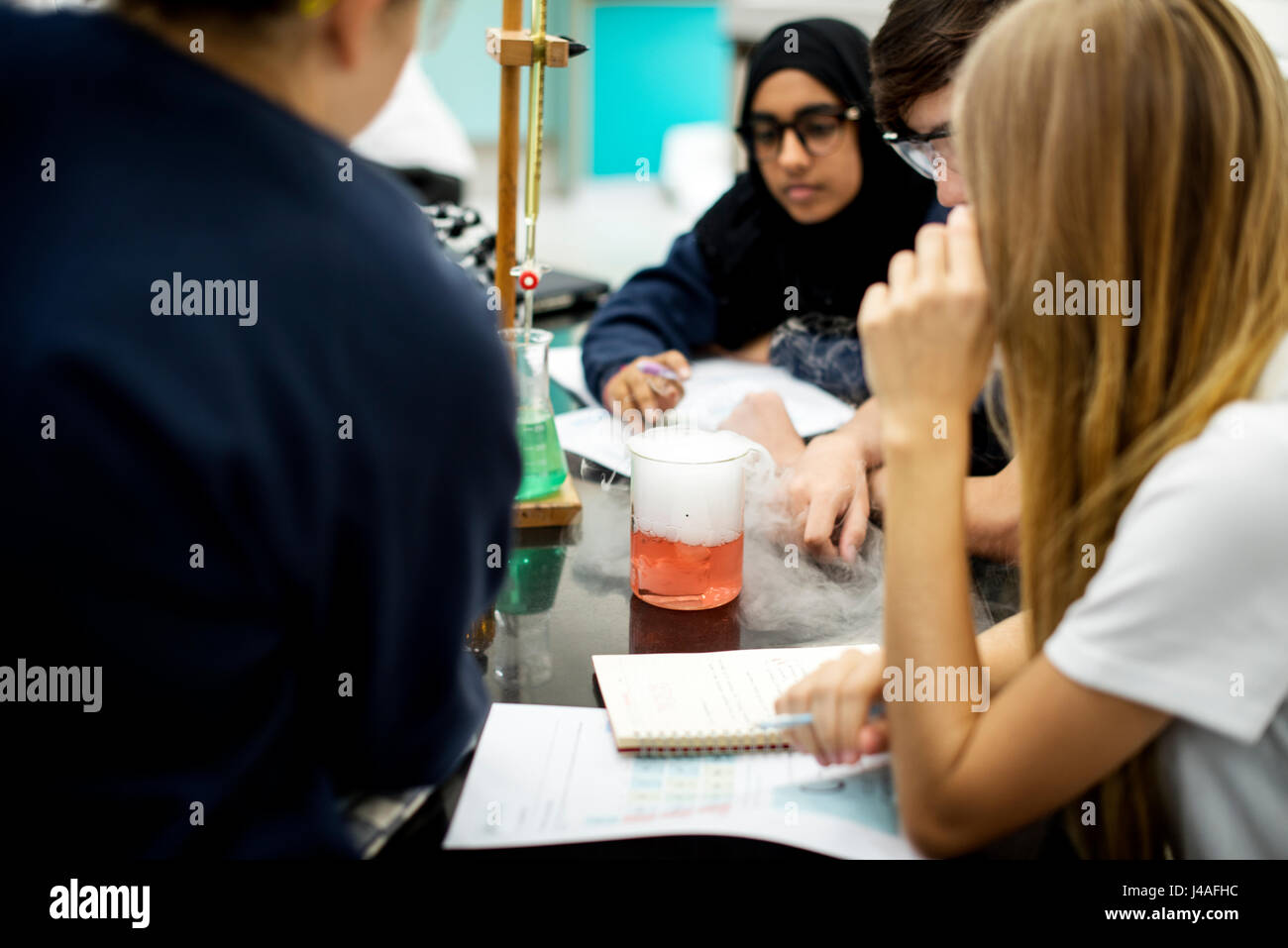 Group of students laboratory lab in science classroom Stock Photo - Alamy