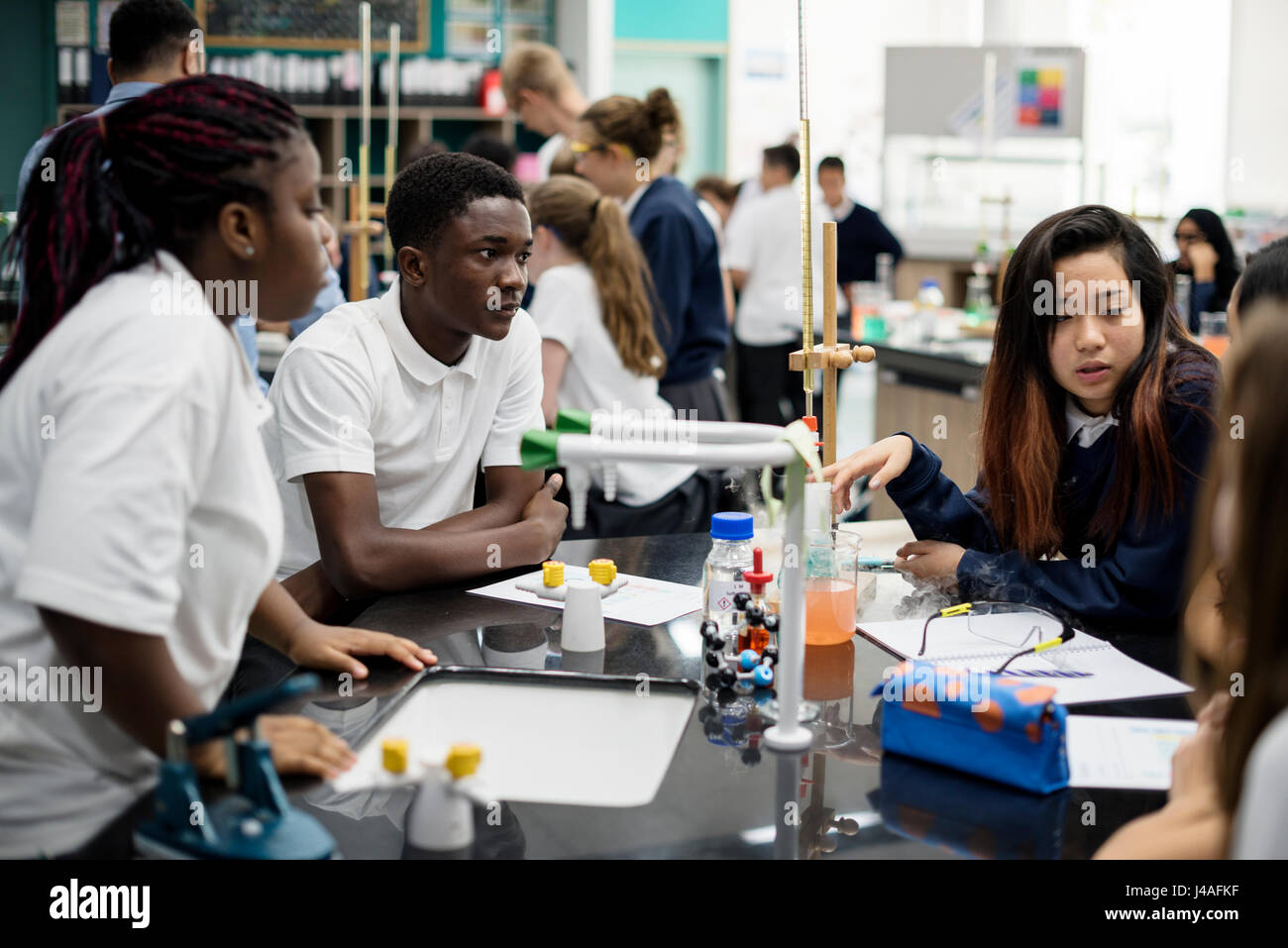 Group of students laboratory lab in science classroom Stock Photo - Alamy