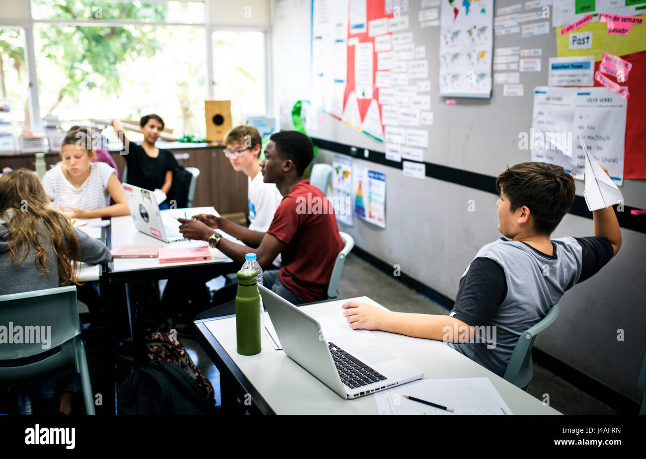 Students e-learning with laptop Stock Photo - Alamy