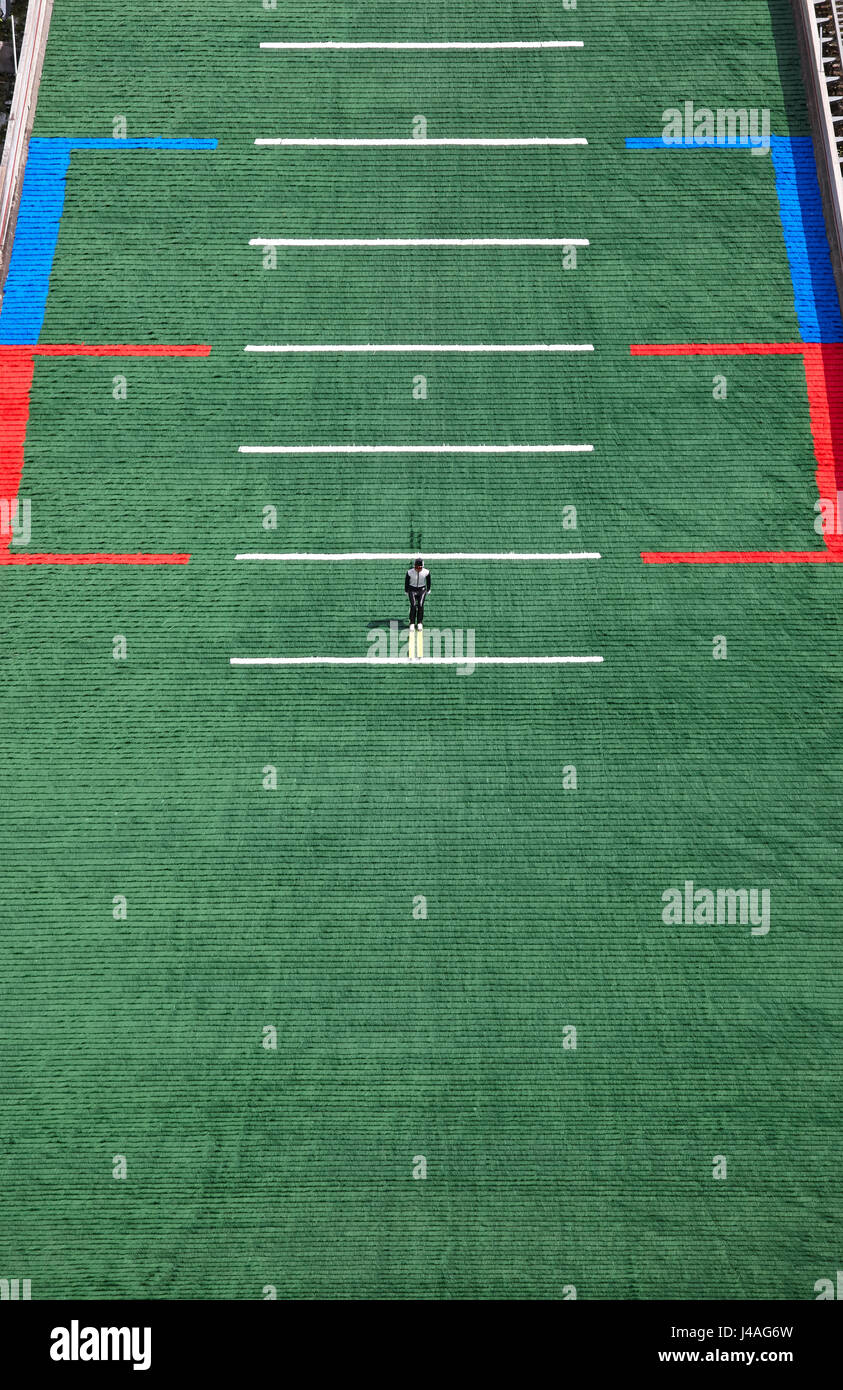 Ski jump. Artificial track. Sport background. Norwegian summer ...