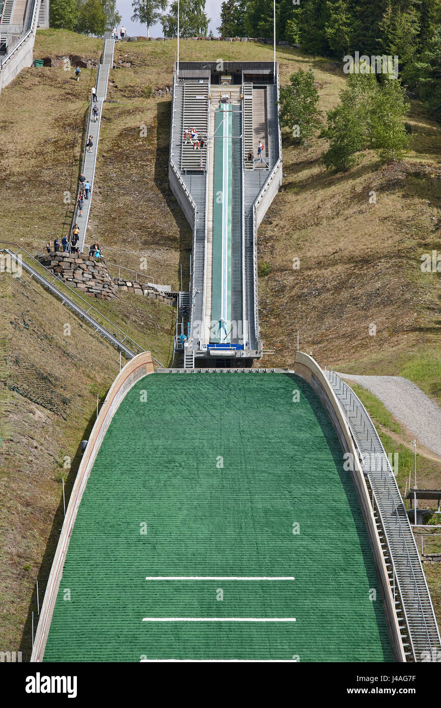 Ski jump. Artificial track. Sport background. Norwegian summer ...