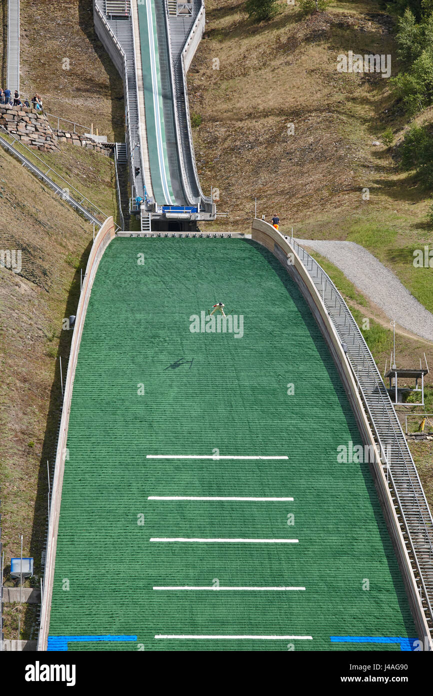 Ski jump. Artificial track. Sport background. Norwegian summer ...