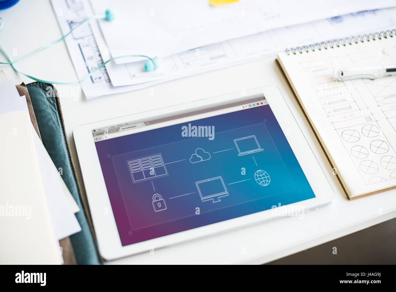Tablet showing internet connection on screen Stock Photo - Alamy