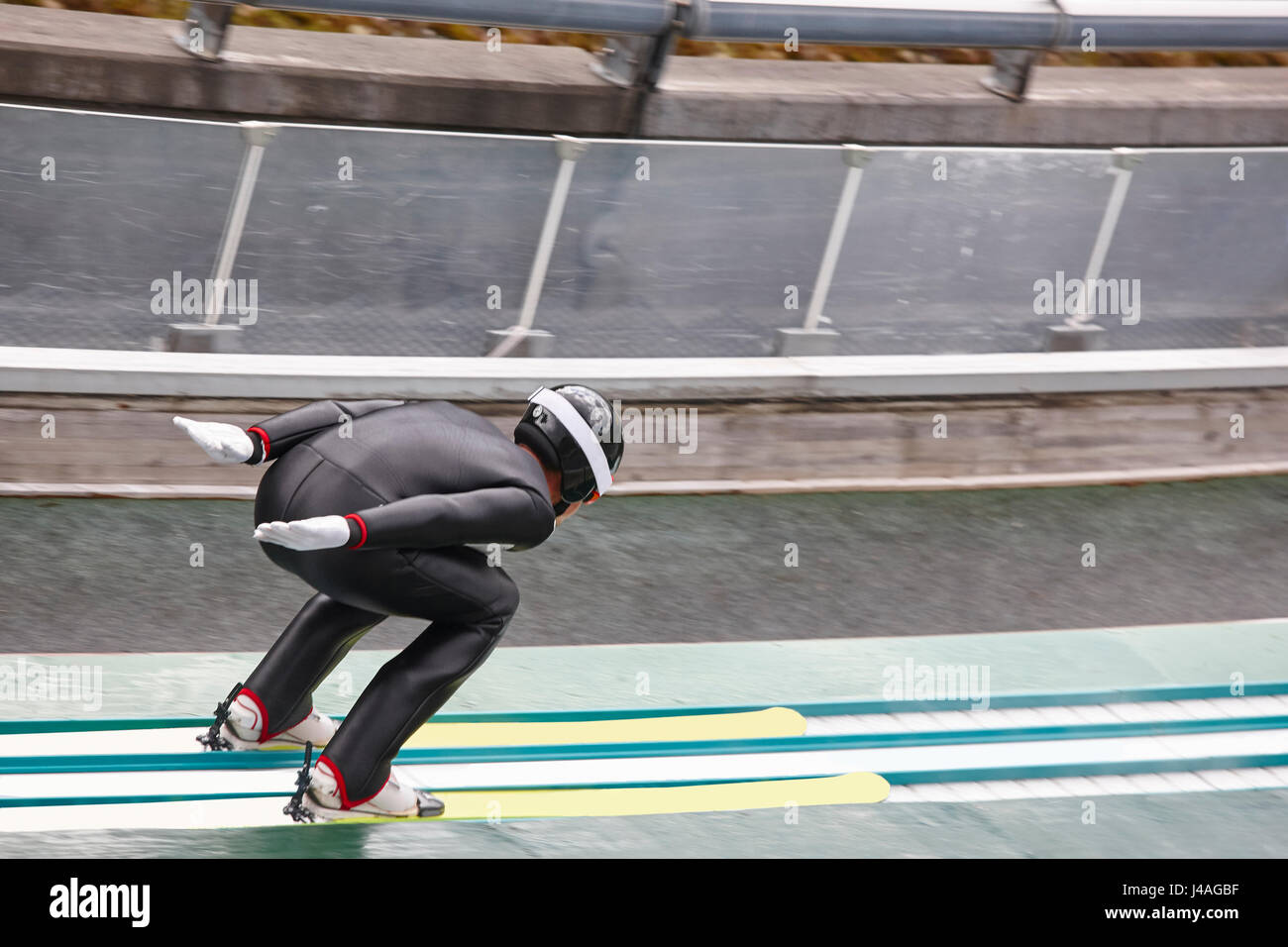 Ski jump. Artificial track. Sport background. Norwegian summer ...