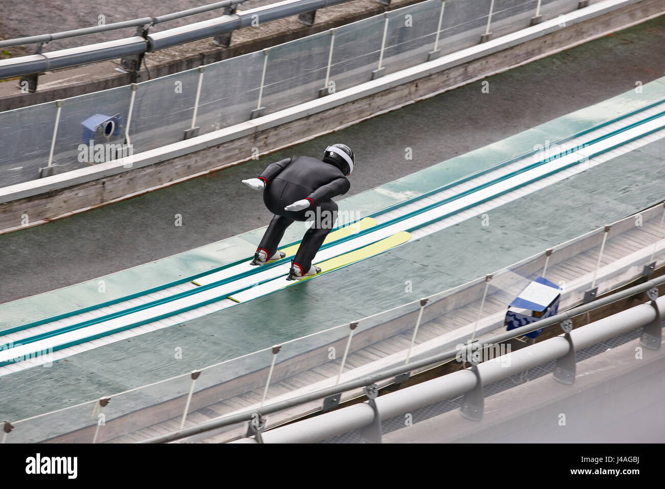 Ski jump. Artificial track. Sport background. Norwegian summer ...