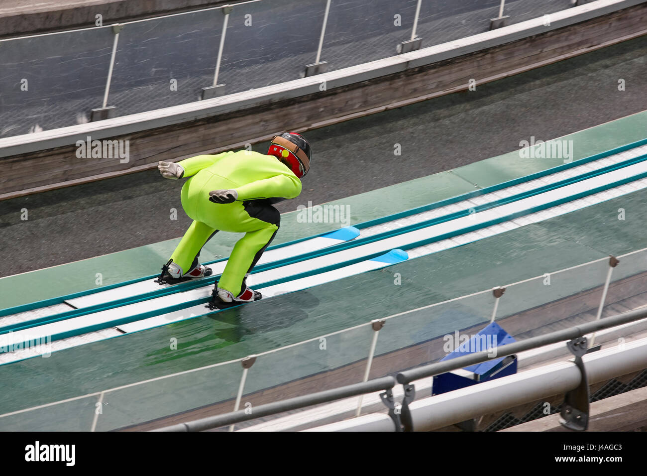 Ski jump. Artificial track. Sport background. Norwegian summer ...