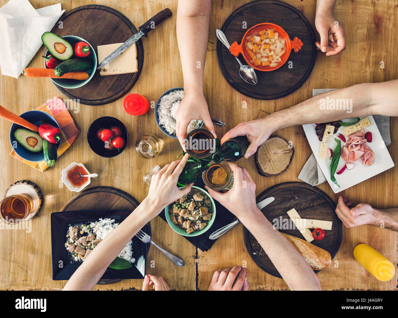Top view friends table food hi-res stock photography and images - Alamy