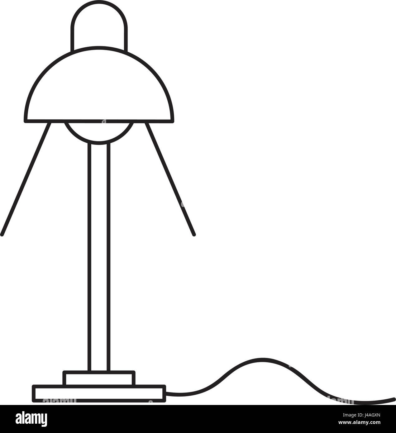 desk lamp light bulb electricity object outline Stock Vector Image ...