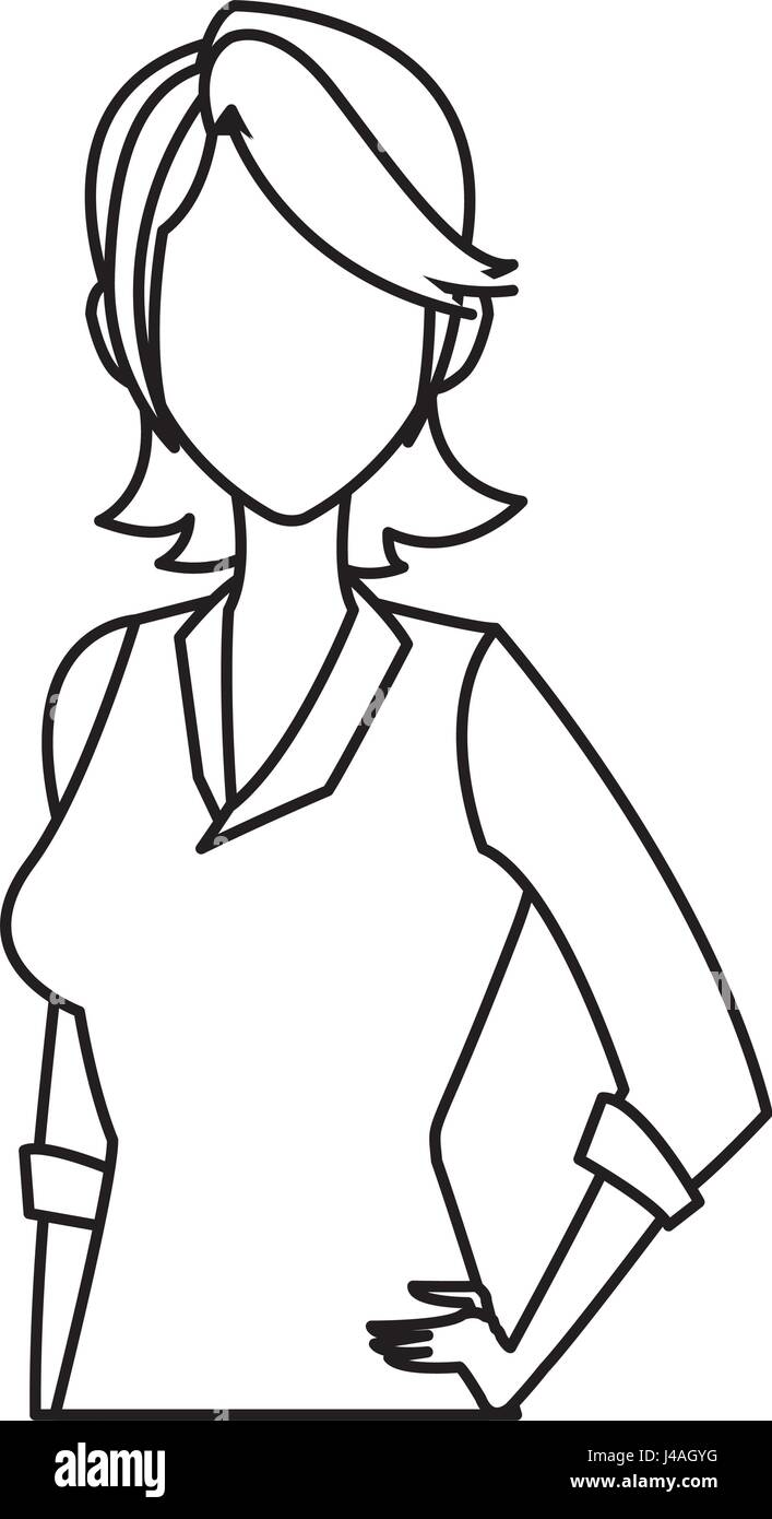 portrait woman business professional person line Stock Vector Image ...