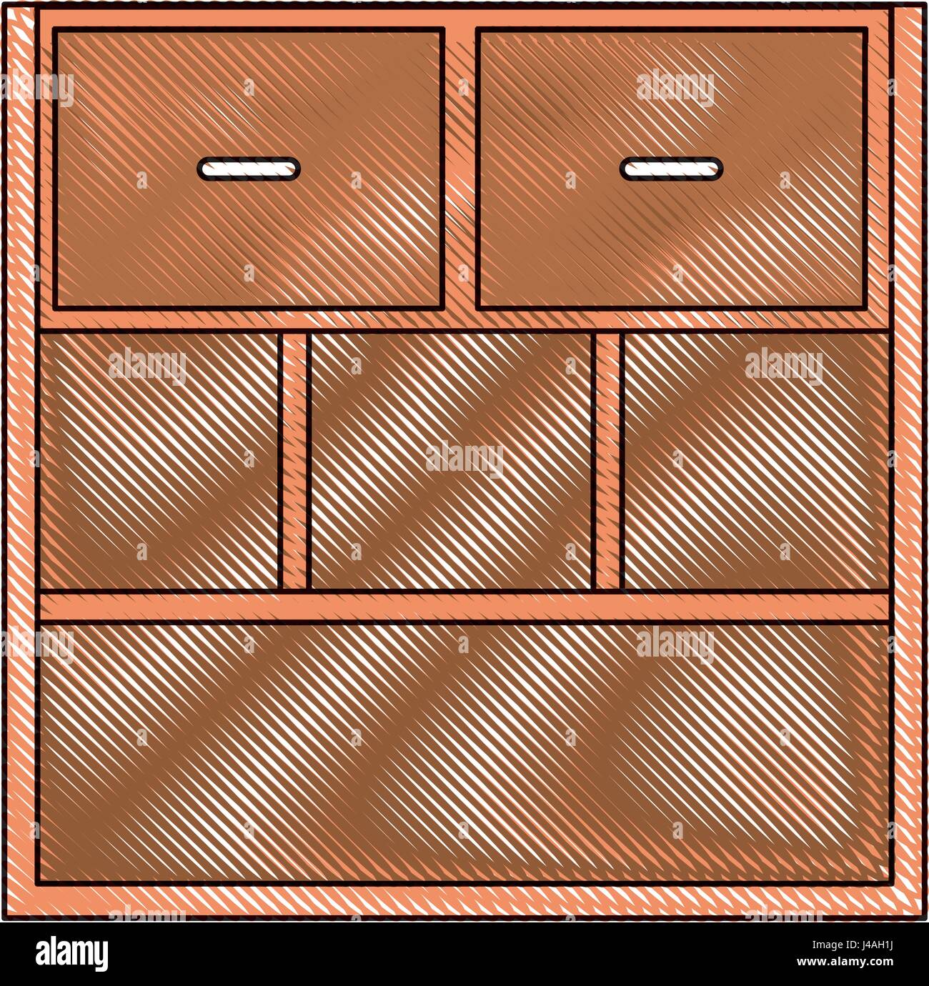 drawing office cabinet shelf close empty handle Stock Vector Image ...